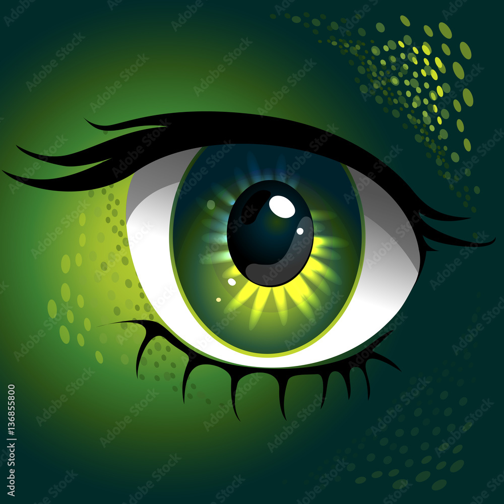 Cartoon eye with long eyelashes. Anime style brown eye. Vector ...