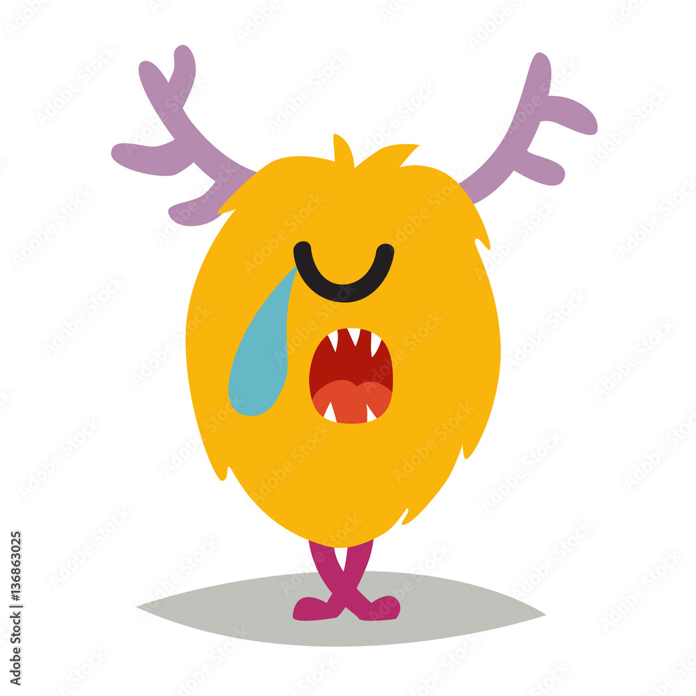 Emoji crying monster. Cute sad cyclop vector illustration. Cartoon ...