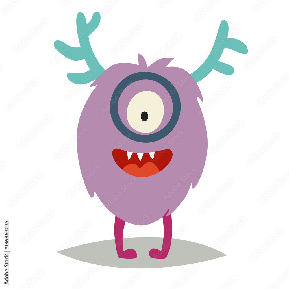 Emoji smart monster. Cute clever cyclop vector illustration. Cartoon ...