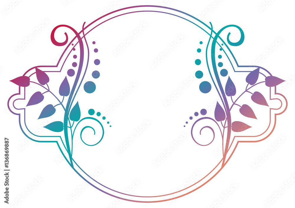 Beautiful round floral frame with gradient fill. Raster clip art. Stock ...
