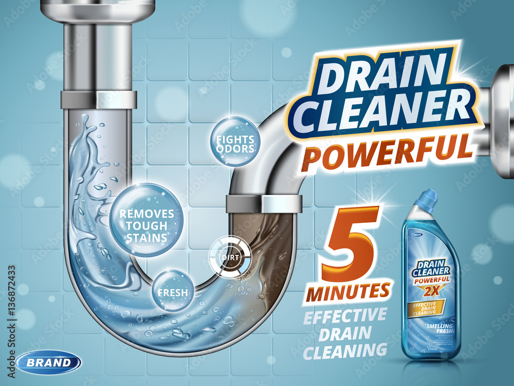 Drain cleaner ads Stock Vector | Adobe Stock