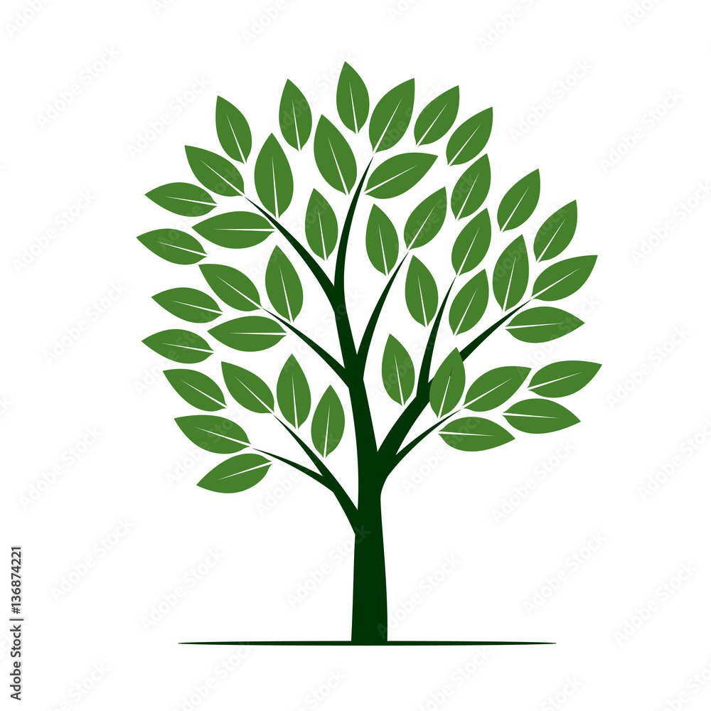 Green Tree with Leafs. Vector Illustration. Stock Vector | Adobe Stock