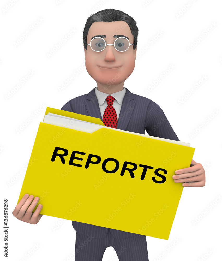 Reports Folder Represent Reported Information 3d Rendering ilustración ...
