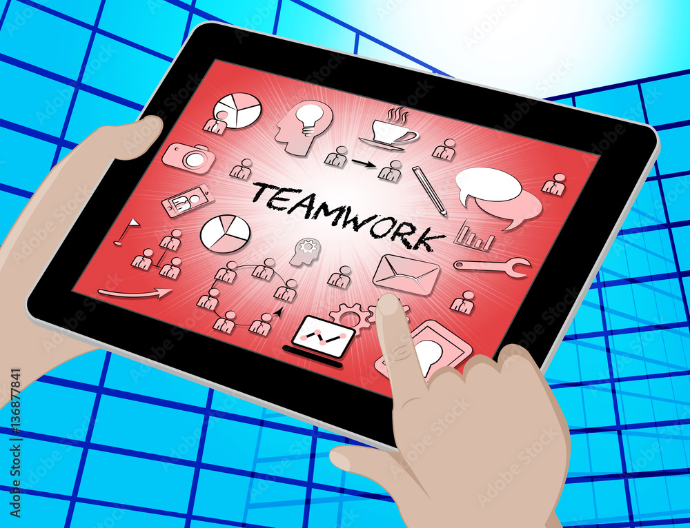 Teamwork Icons Means Teams Together 3d Illustration Stock Illustration ...