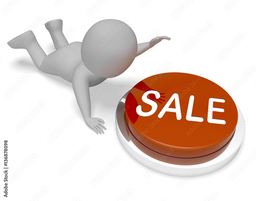 Sale Button Indicates Discount Promo 3d Rendering Stock Illustration ...