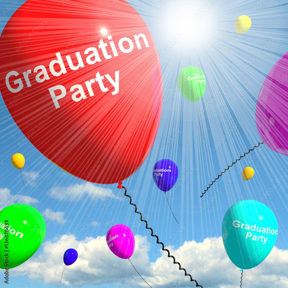 Graduation Balloons Showing School College 3d Rendering Stock ...
