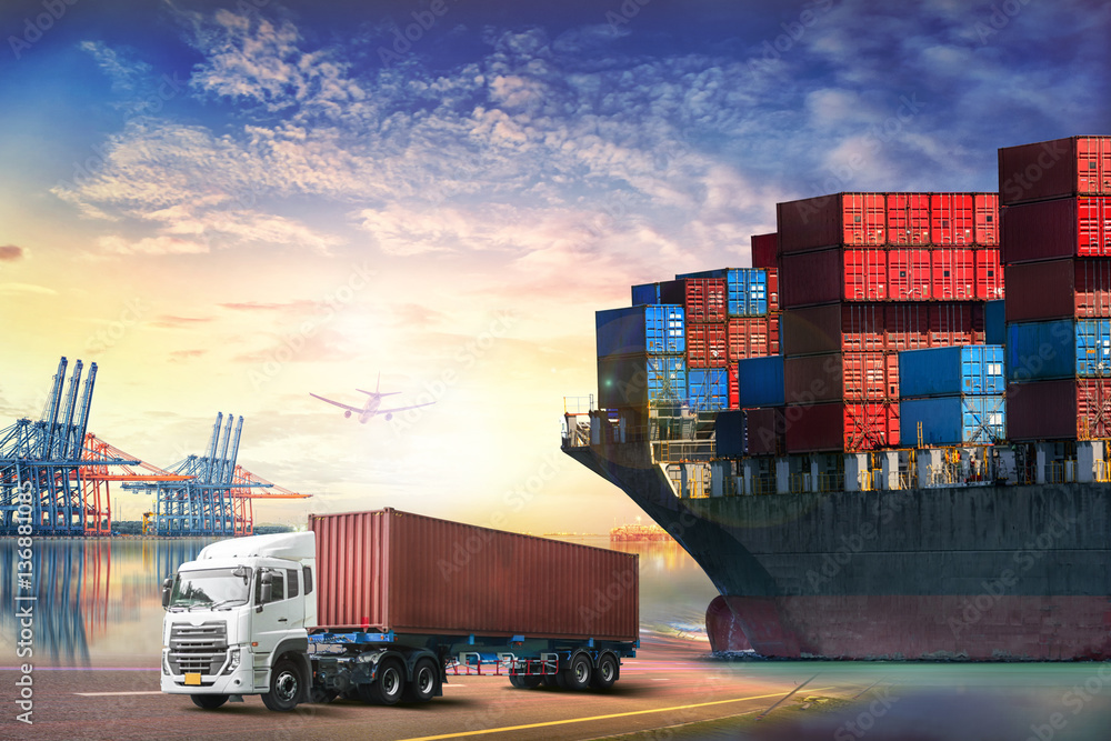Logistics import export background and transport industry of Container ...