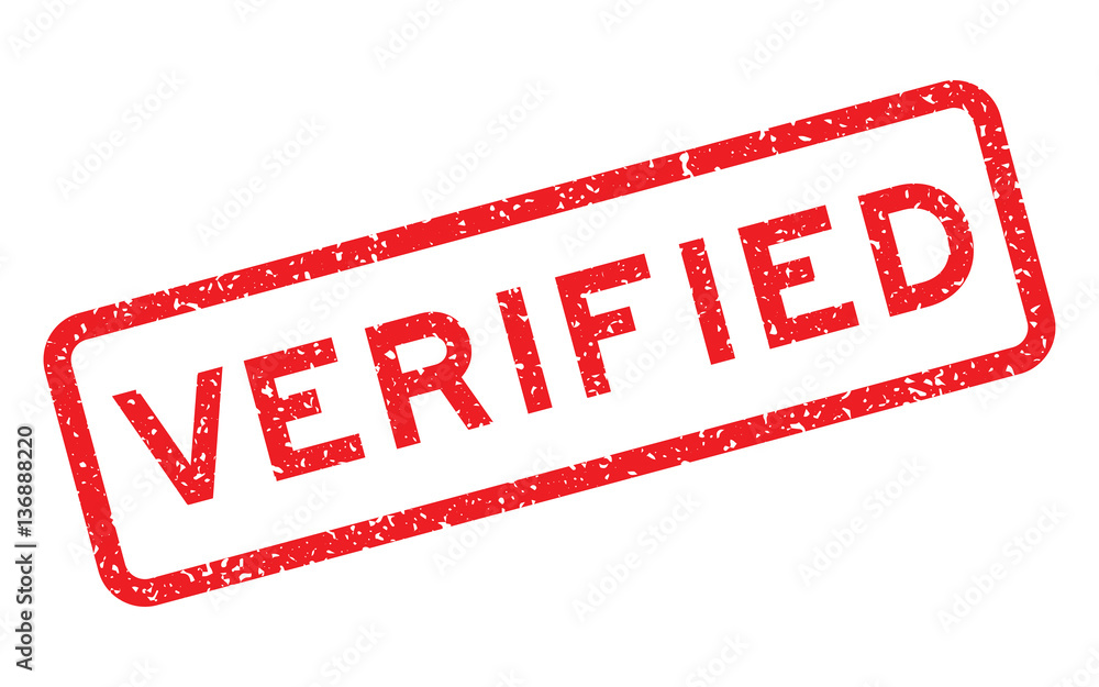 Grunge red verified square rubber stamp on white background Stock ...