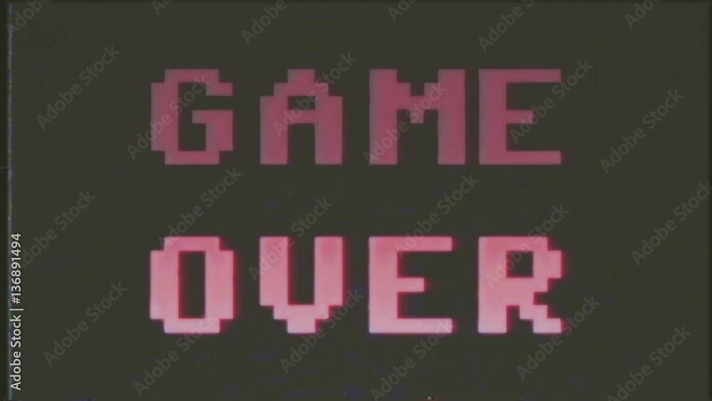 Vidéo Stock A fake VHS screen showing the text Game over - Time out. 8 ...