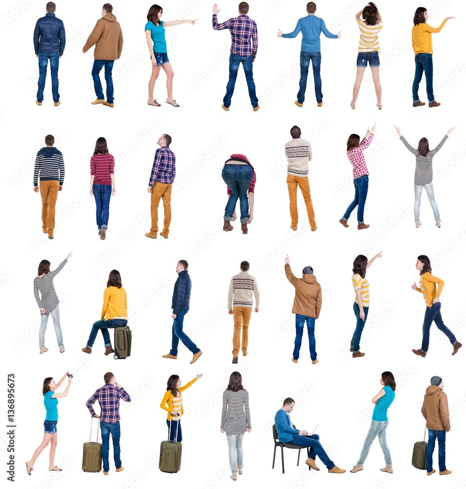 collection " back view of people ". backside view of person. Rear view ...