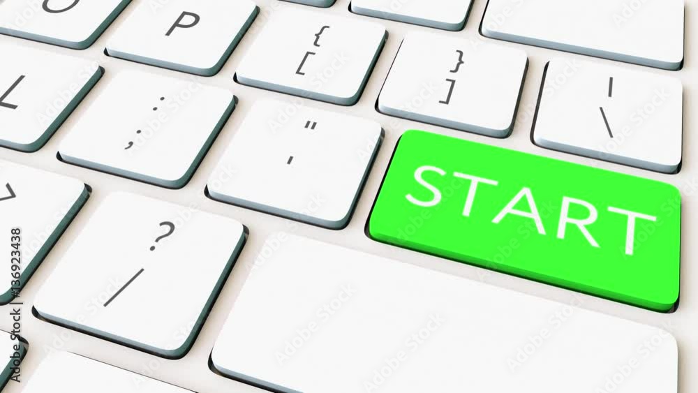 Vidéo Stock Dolly shot of computer keyboard and green start key ...