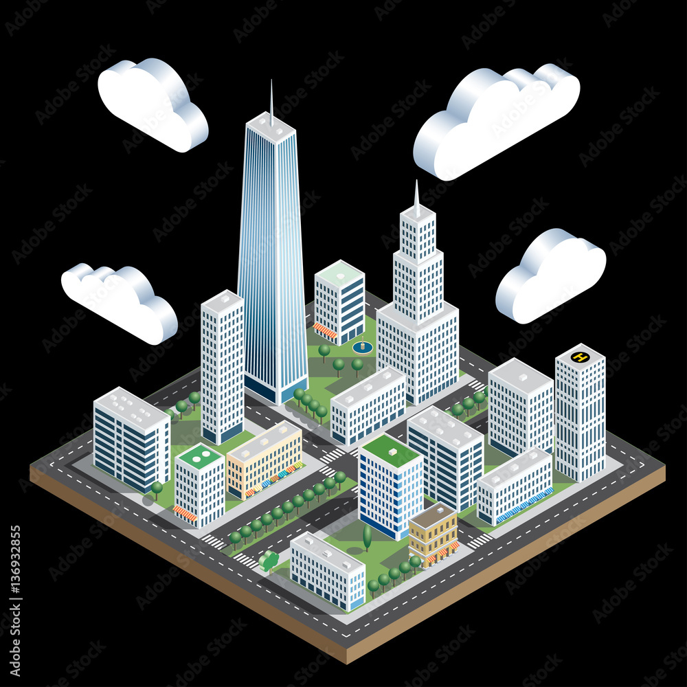 iso city block clouds Stock Vector | Adobe Stock