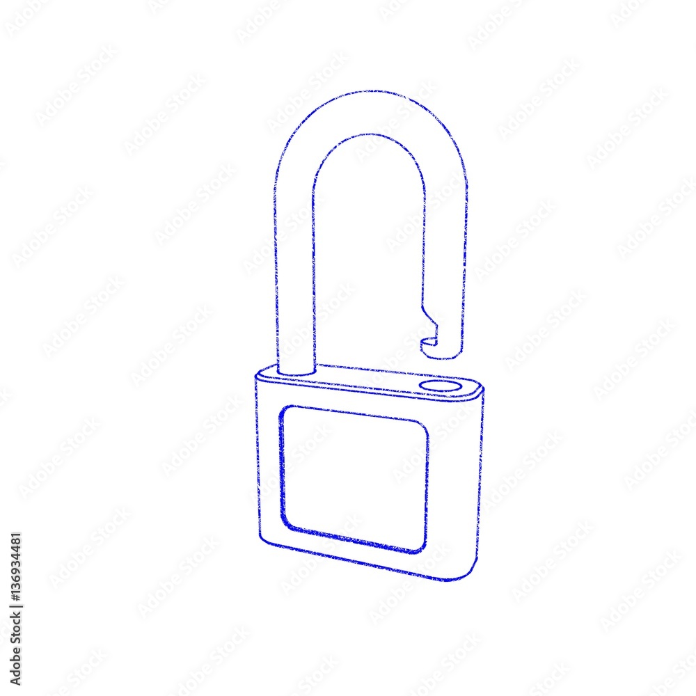 Unlocked padlock.Isolated on white background. Sketch illustrati Stock ...