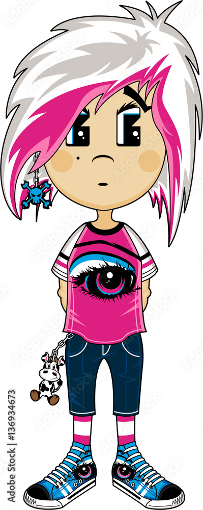 Cute Cartoon Emo Punk Girl Stock Vector | Adobe Stock