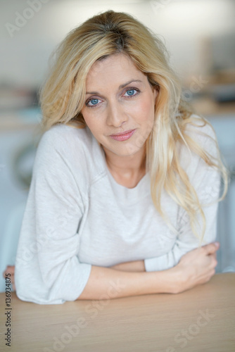portrait of cheerful middle-aged blond woman Stock Photo | Adobe Stock portrait of cheerful middle-aged blond woman Stock Photo | Adobe Stock