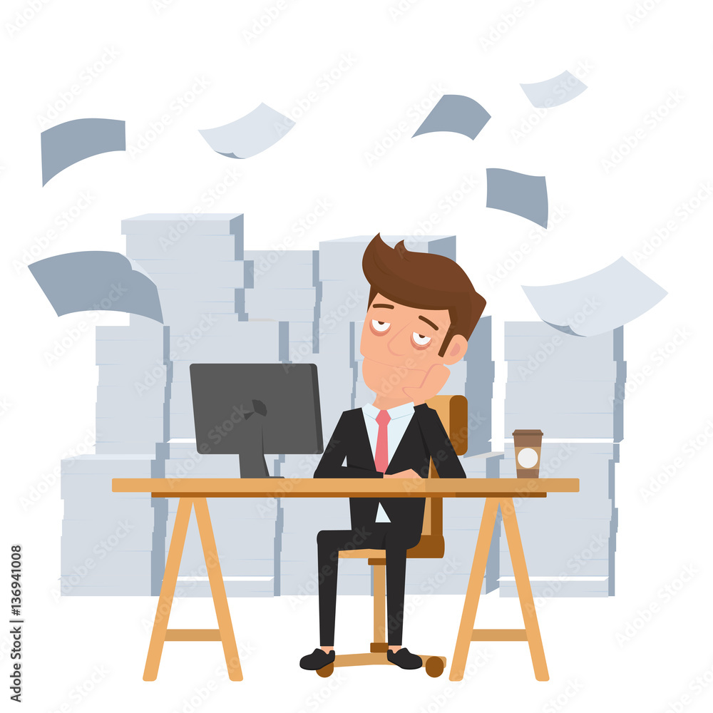 Tired At Work Cartoon