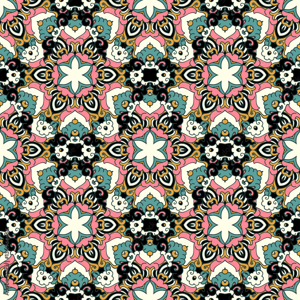 Vector seamless pattern ethnic style background. Vintage decorative ...