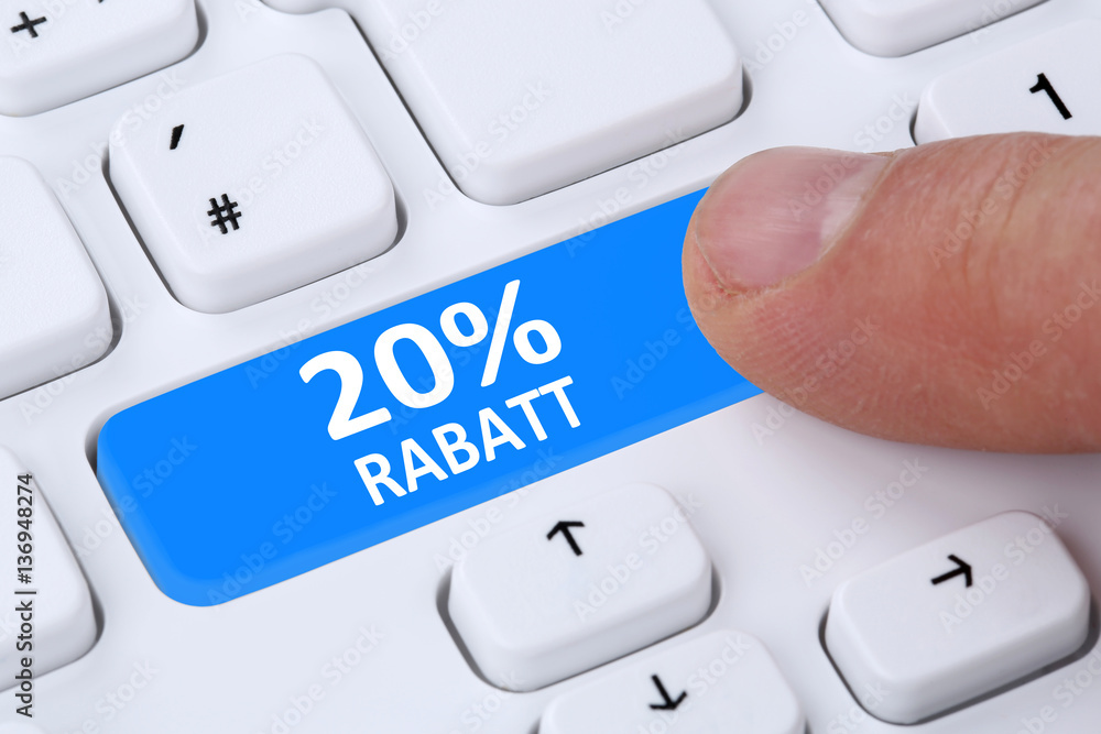 20% zwanzig Prozent Rabatt Button Aktion Bonus Shopping einkaufe Stock ...