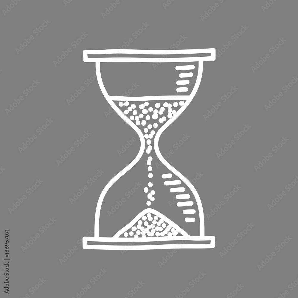 White hourglass vector icon on grey background Stock Vector | Adobe Stock