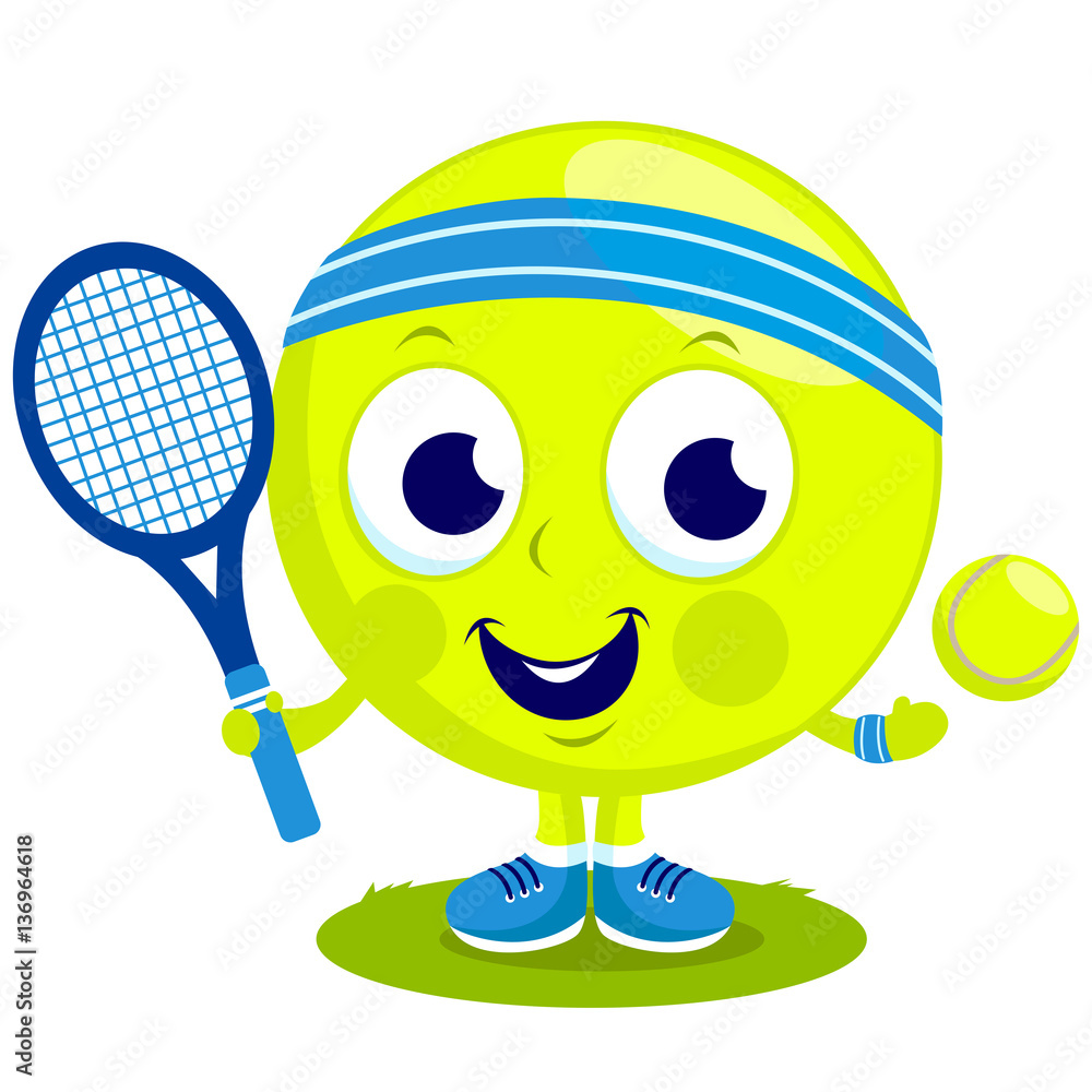 Cartoon tennis ball character. Vector illustration Stock Vector | Adobe ...