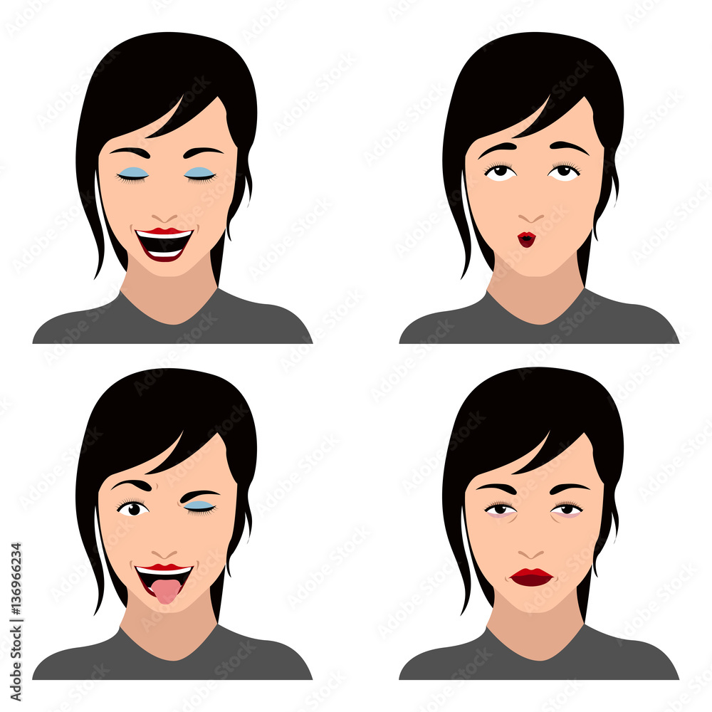Set of facial expressions Stock Vector | Adobe Stock