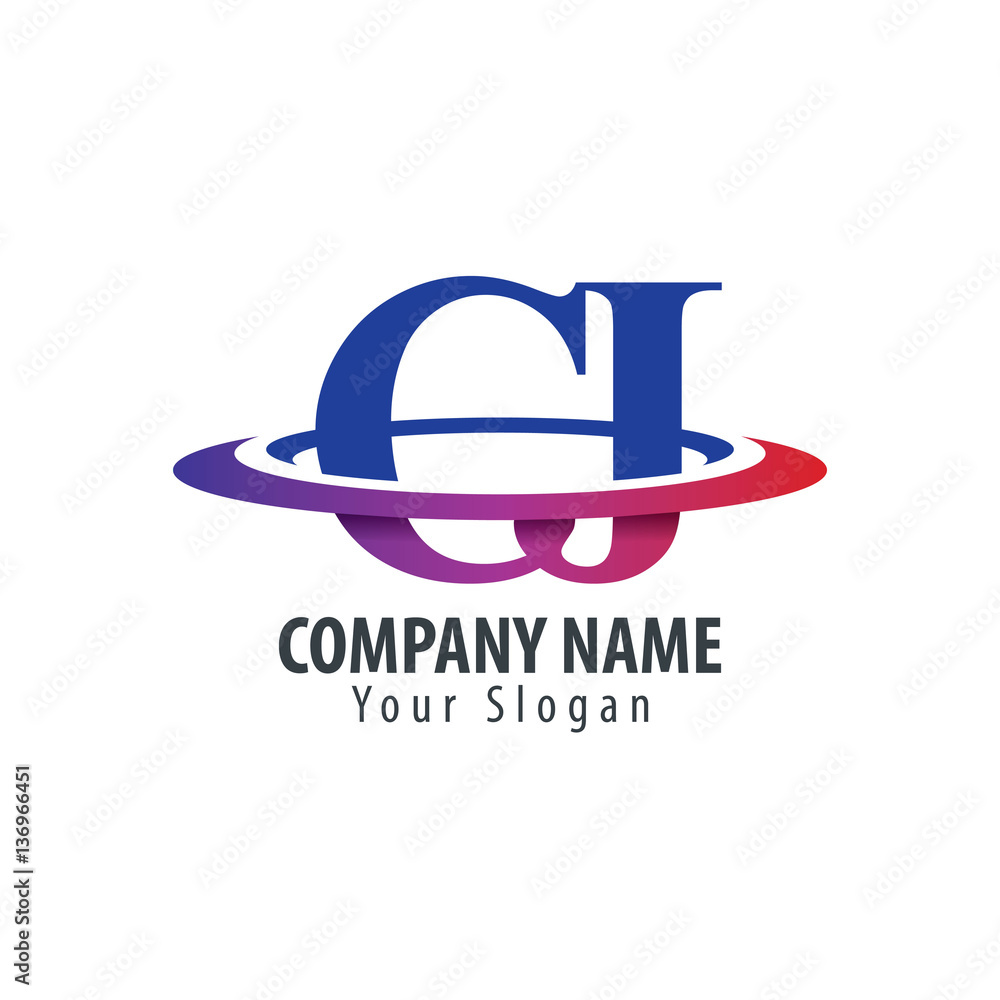 Initial Letter CJ With Overlapping Swoosh Circle Stock Vector | Adobe Stock