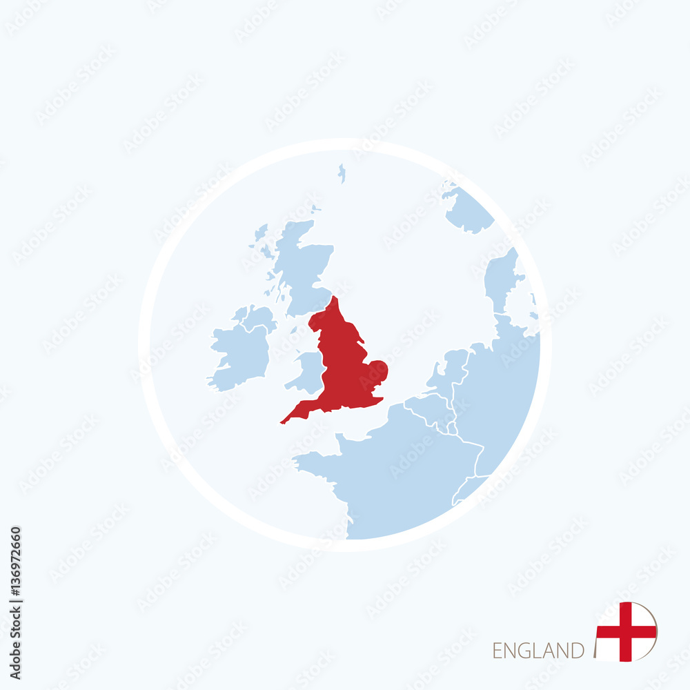 Map icon of England. Blue map of Europe with highlighted England. Stock ...