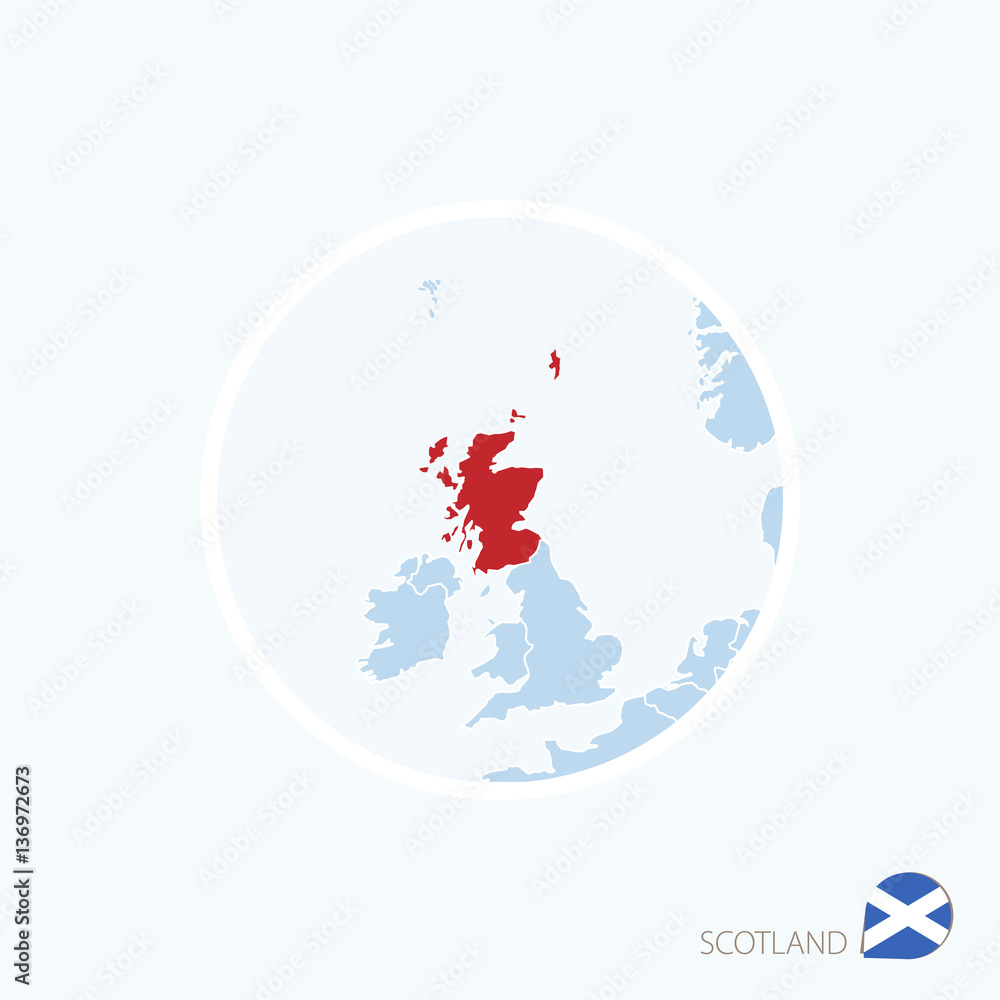Map icon of Scotland. Blue map of Europe with highlighted Scotland ...