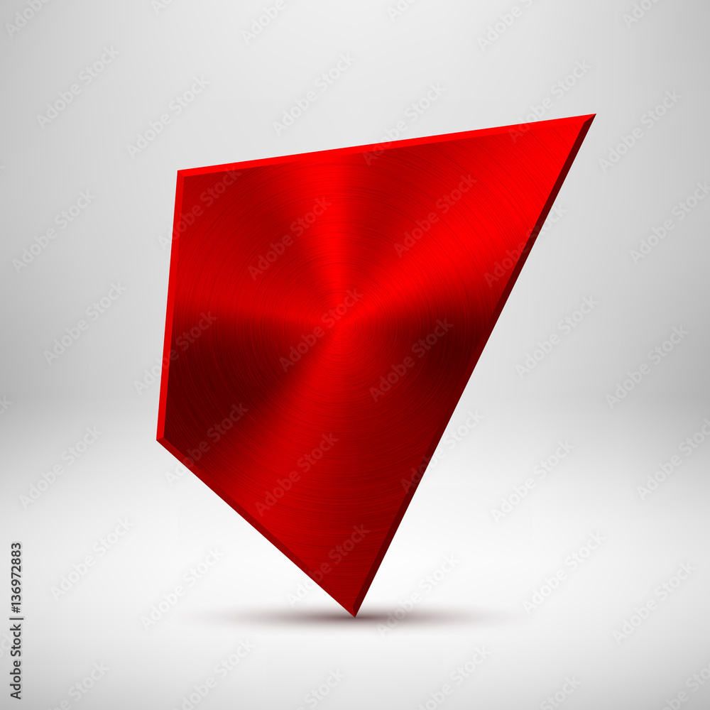Red metal technology geometric badge, abstract blank button template ...