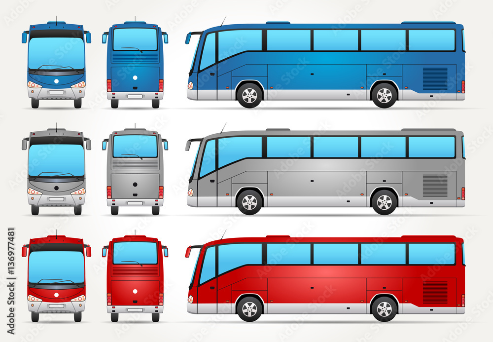 Vector Bus - Front - Back - Side view Stock Vector | Adobe Stock