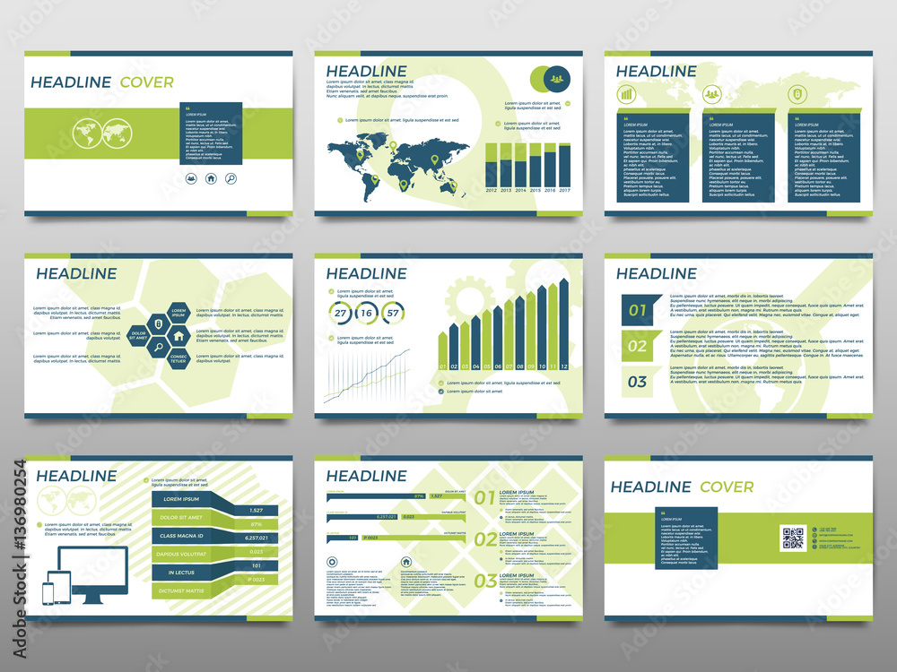 Green elements for infographics on a white background. Presentat Stock ...