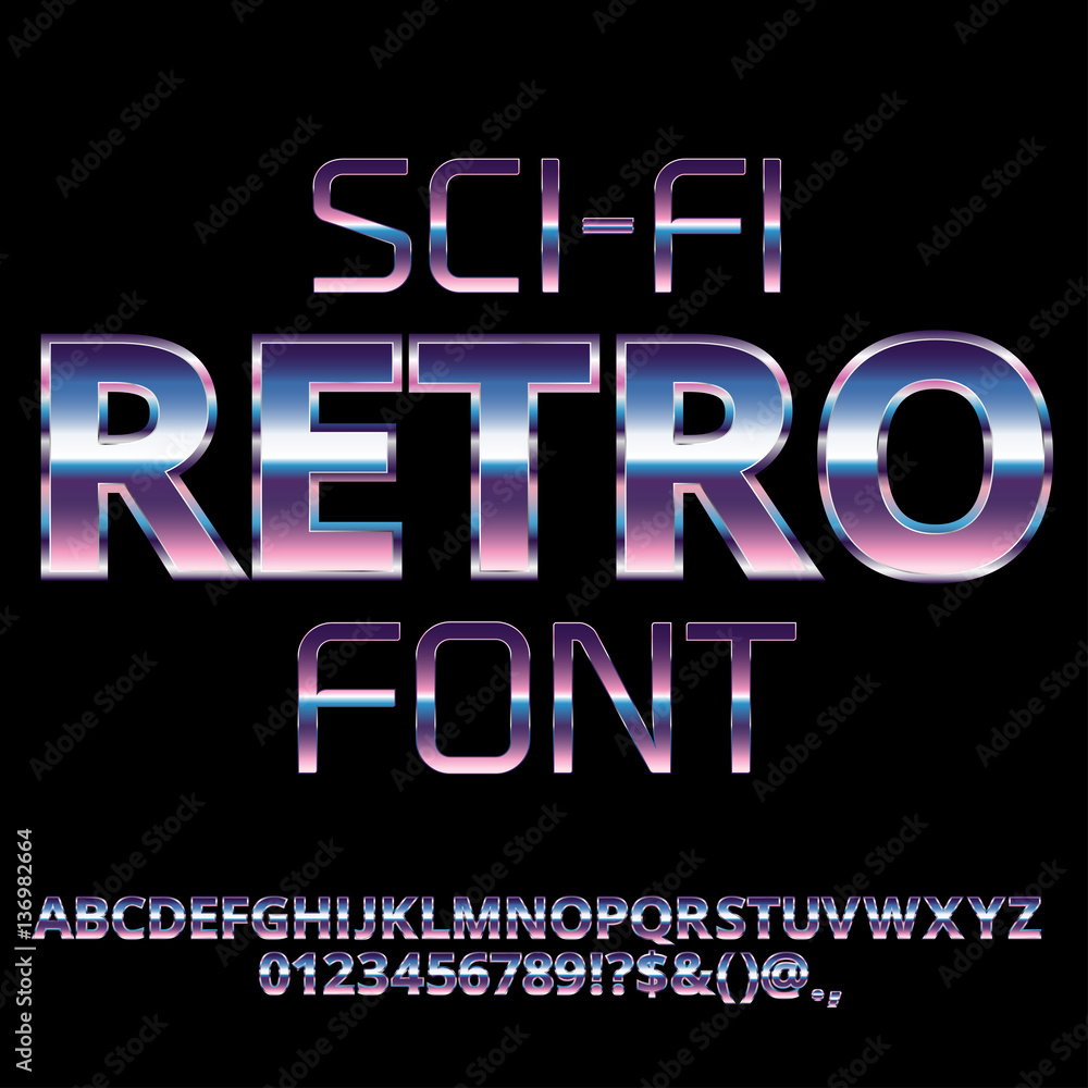Sci-Fi retro font Stock Vector | Adobe Stock
