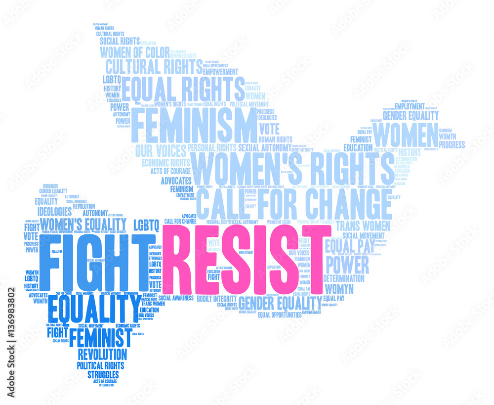 Women's Rights Resist Word Cloud on a white background. Stock Vector ...