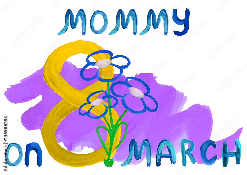 Handmade watercolor greeting card for mother on Women's day in March 8 ...
