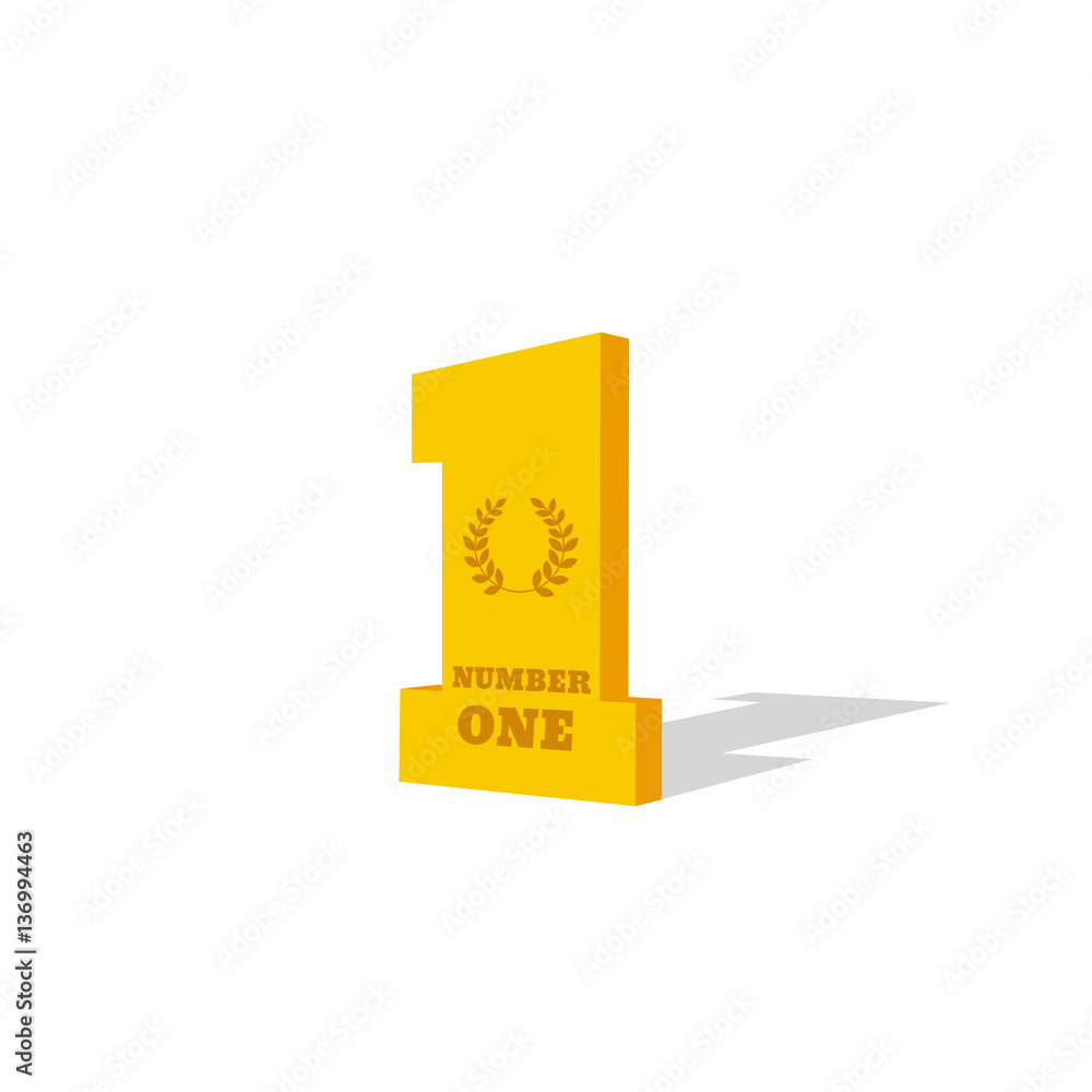 3D number one with shadow on a white background Stock Vector | Adobe Stock