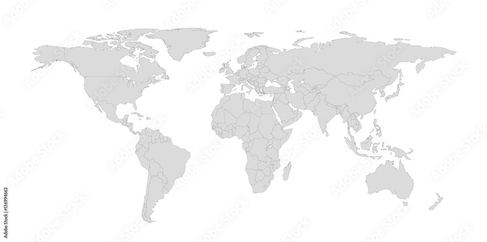 Outline Illustration of the world (with country borders) Stock Vector ...
