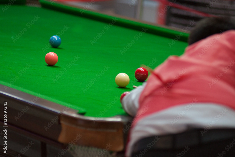 Red Ball and Snooker Player, man play snooker Stock Photo | Adobe Stock