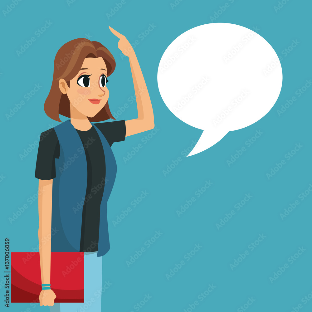 cartoon girl talk bubble speech vector illustration eps 10 Stock Vector ...