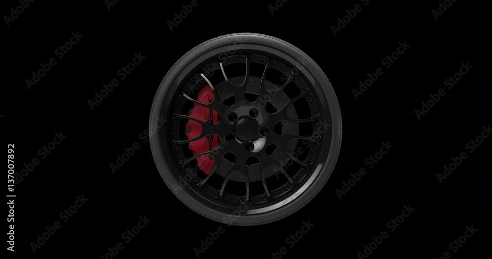 Video Stock Single sport car wheel speeding. Cg animation with seamless ...