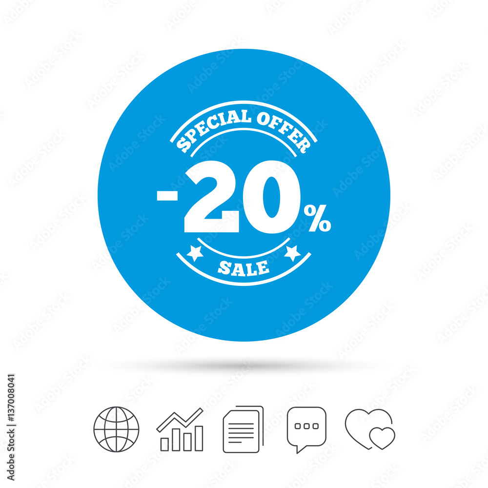 20 percent discount sign icon. Sale symbol. Stock Vector | Adobe Stock