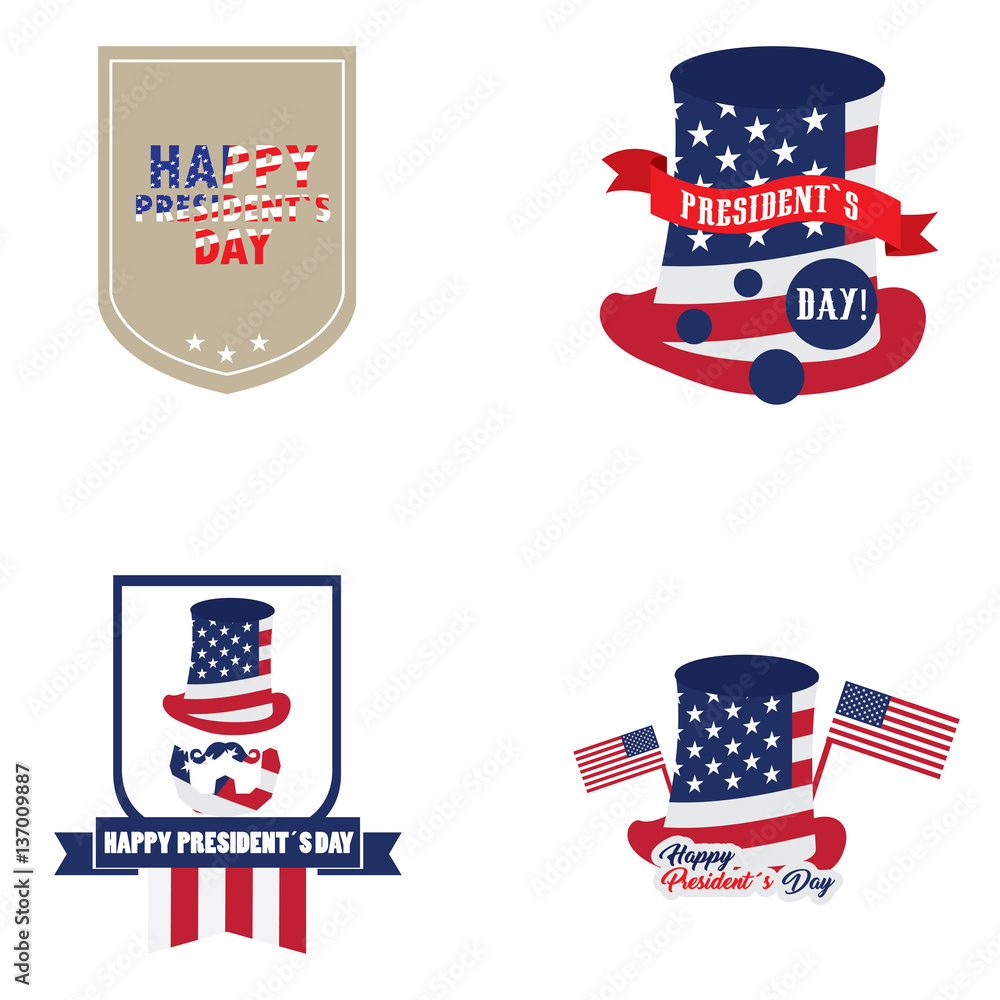 Set of president day stickers on a white background, Vector ...