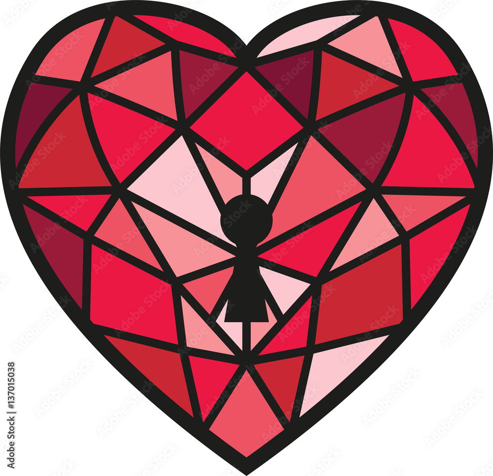 Vector illustration of a red jewel heart with a keyhole Stock Vector ...