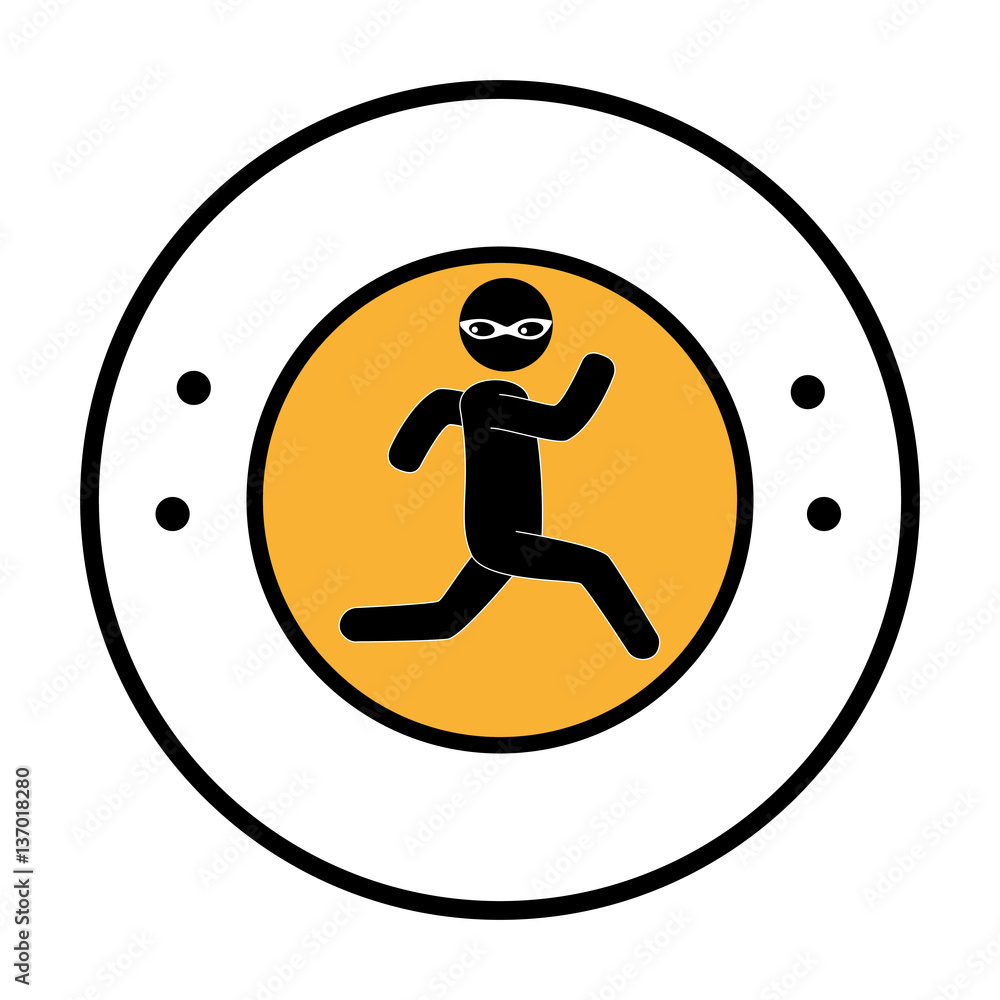 circular border with silhouette thief people vector illustration Stock ...