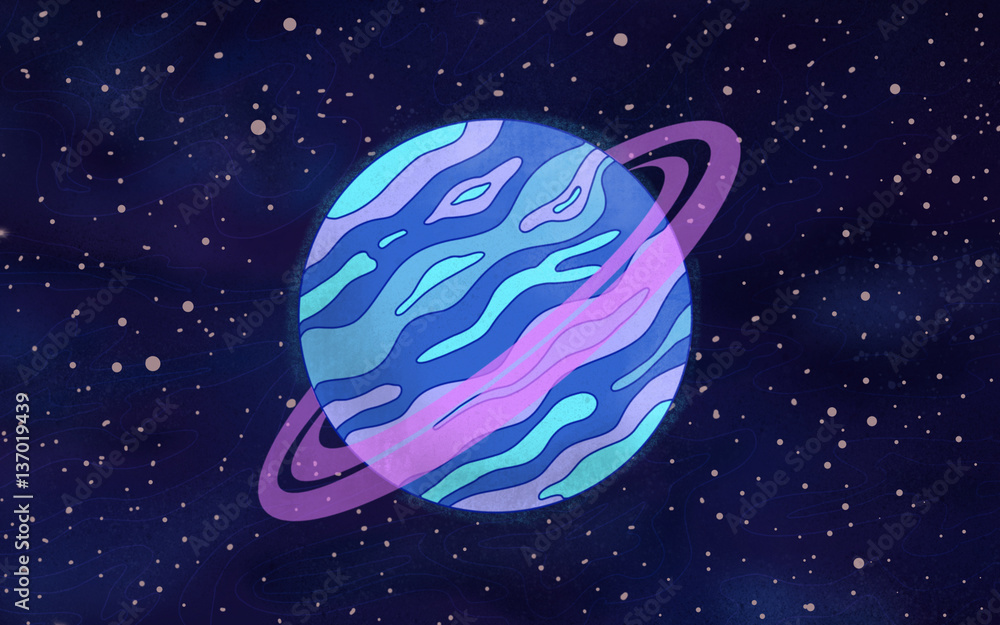 Pink And Blue Planets