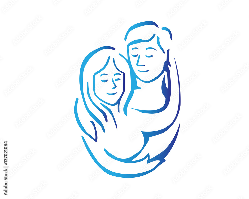 Elegant Intimate Romantic Couple Silhouette Illustration Logo Stock ...