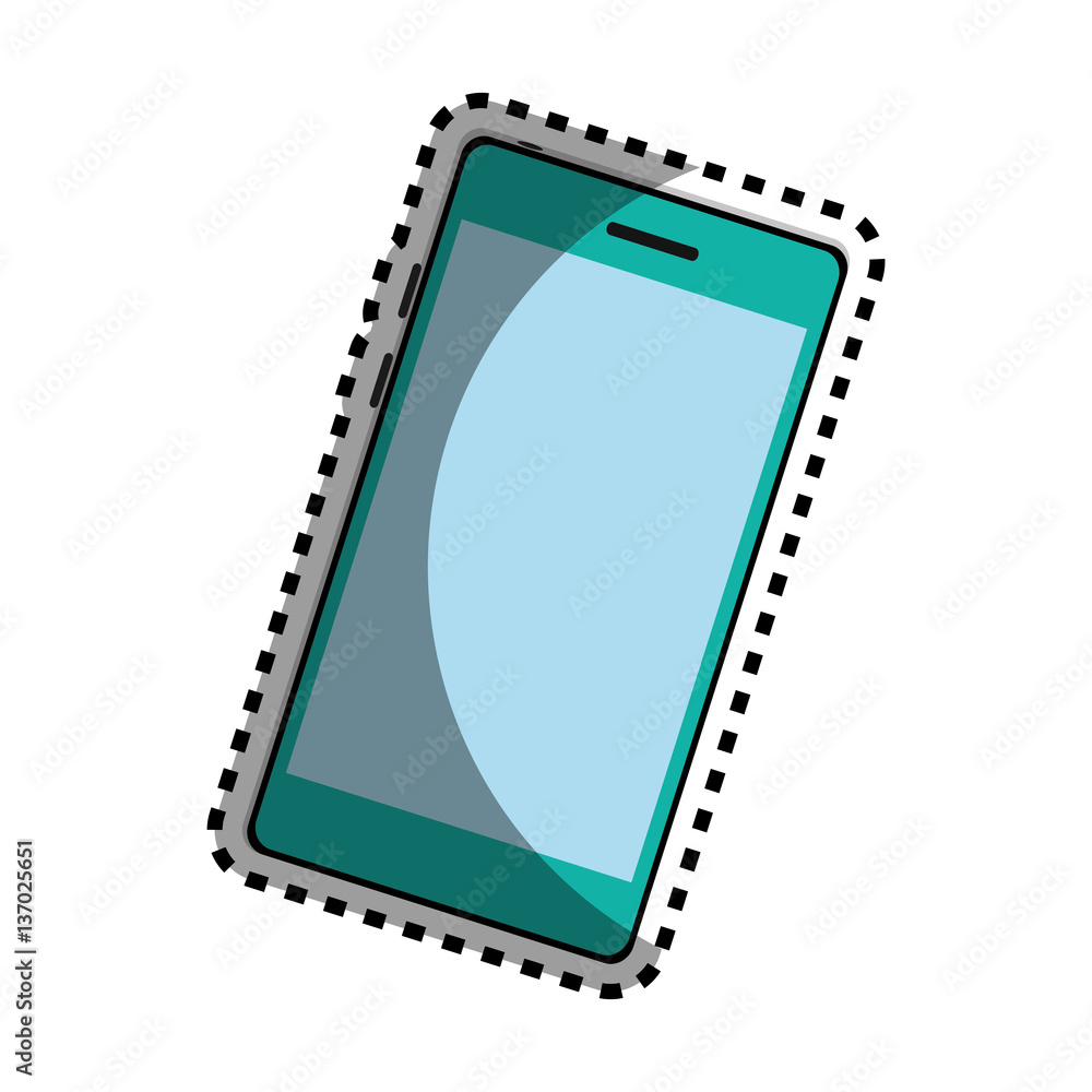 sticker color silhouette with modern cellphone vector illustration ...
