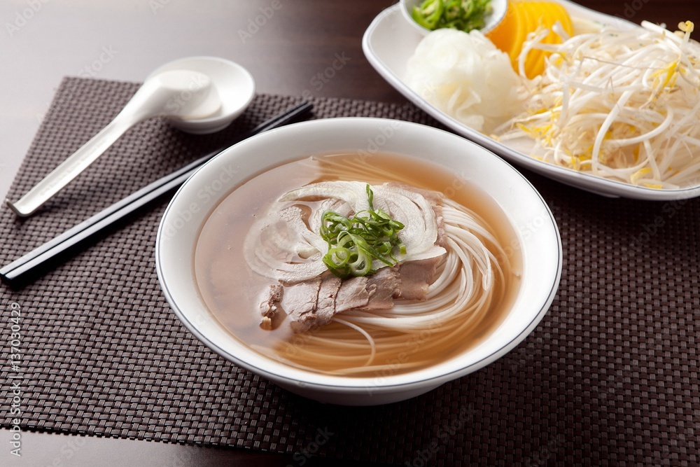 Fresh beef and onion, light and delicious beef rice noodle made of ...