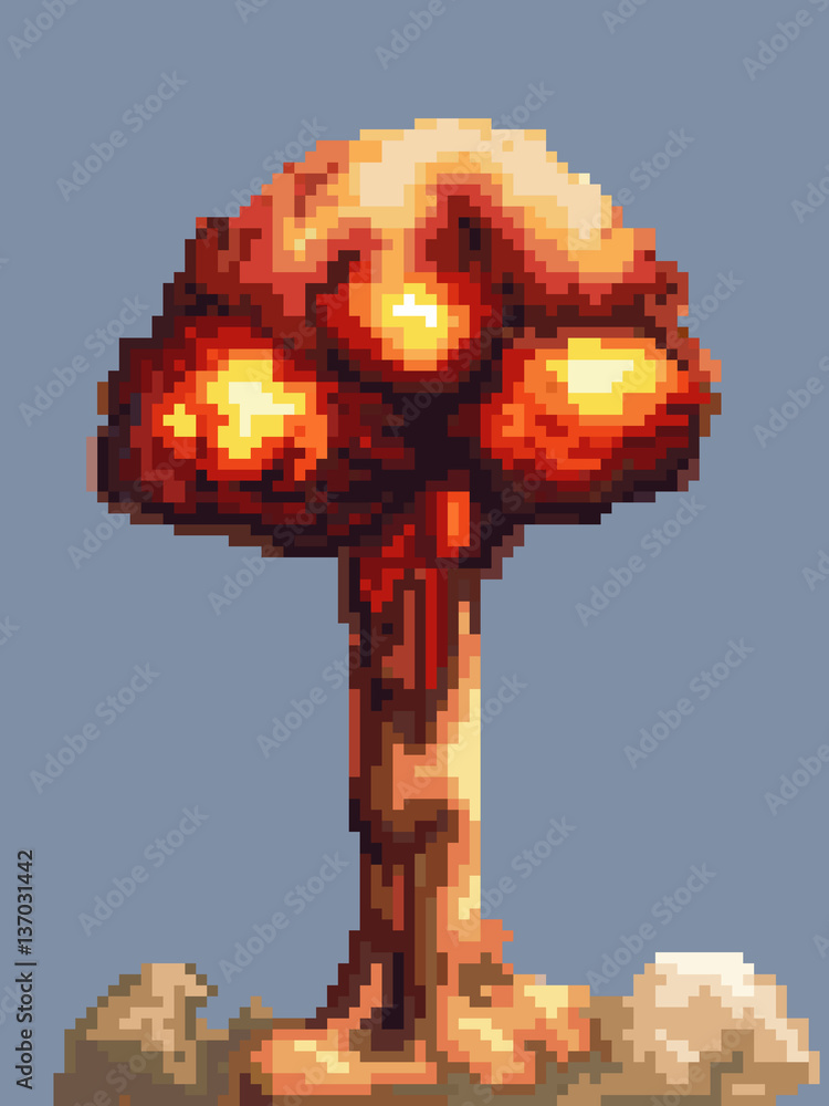 Pixel Art Game Explosion Animation Vector Stock Vector | Adobe Stock