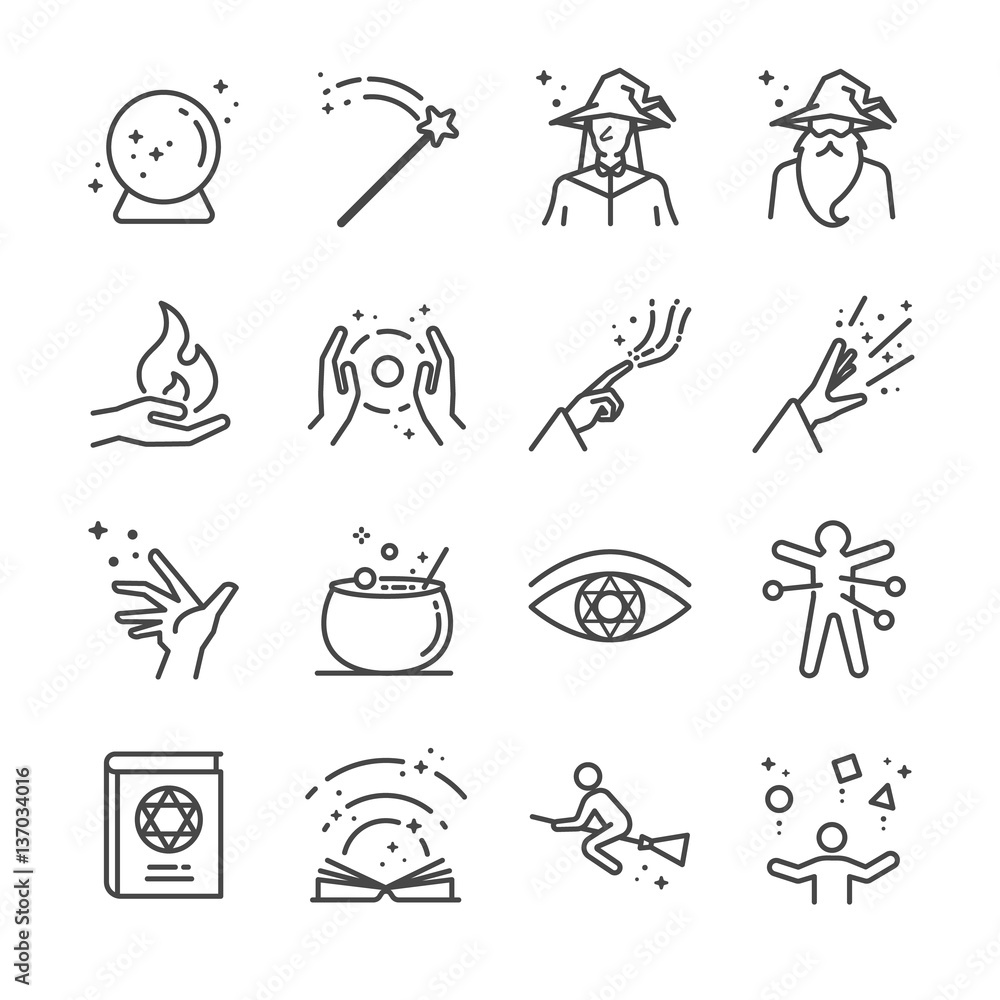 Magic and spell icons set Stock Vector | Adobe Stock