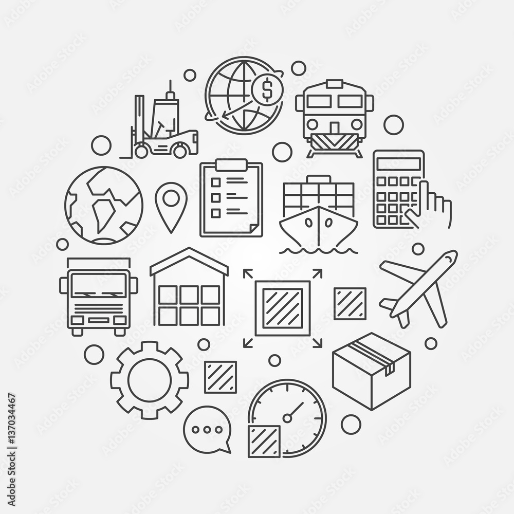 Global logistics circular symbol Stock Vector | Adobe Stock